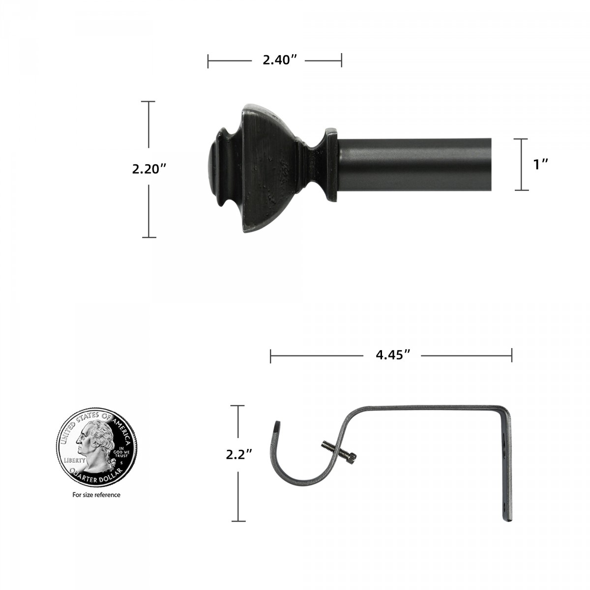 Bruce Adjustable Single Curtain Rod 72" to 144"-Venetian Silver