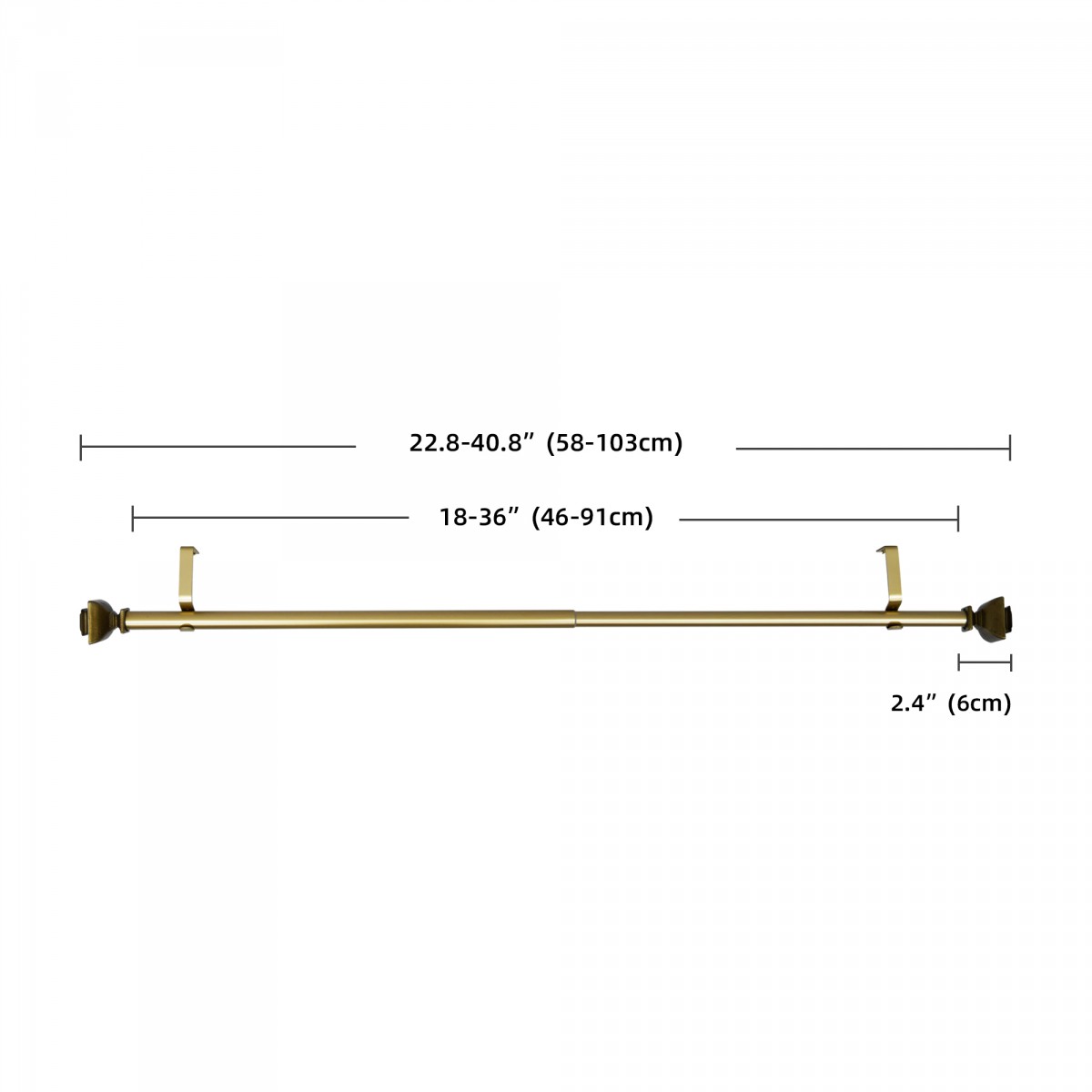 Bruce Adjustable Single Curtain Rod 18" to 36"-Copper