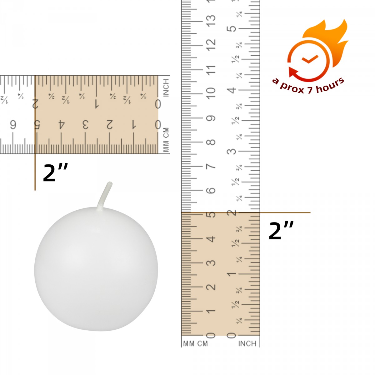 2 Inch White Ball Candles (12pc/Box)