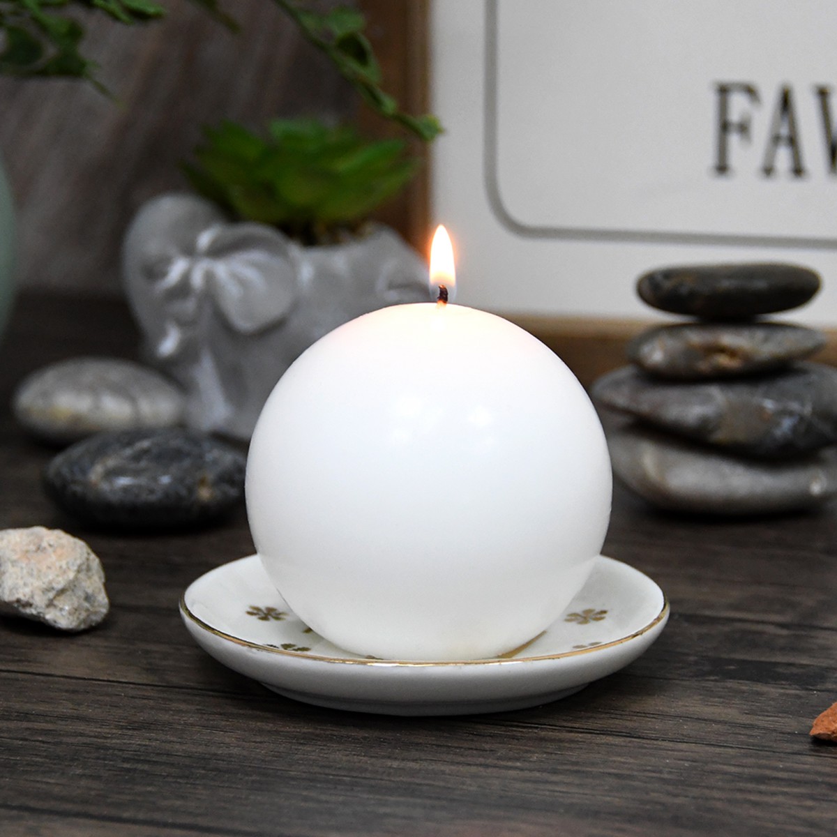 3 Inch White Ball Candles (36pcs/Case) Bulk