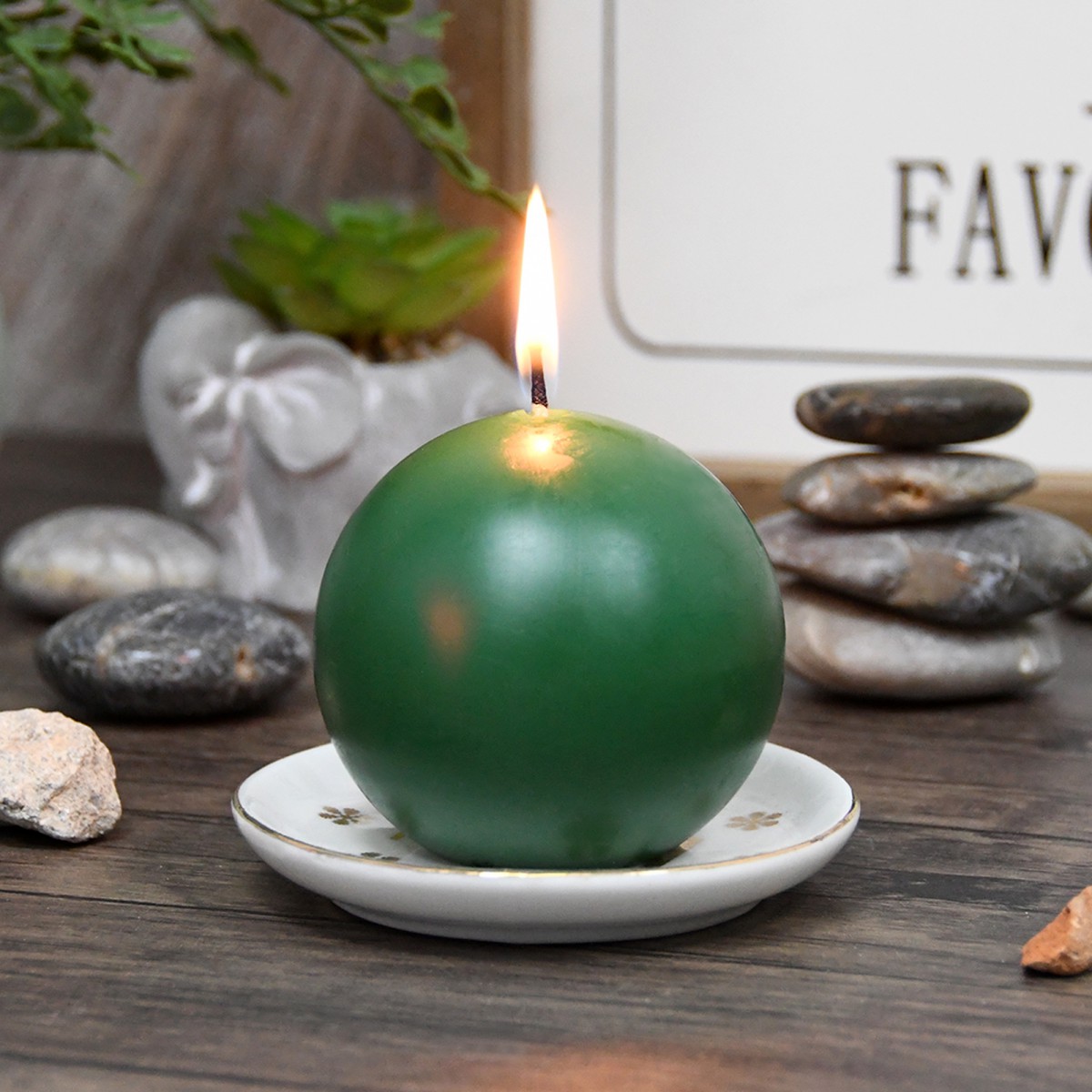 3 Inch Hunter Green Ball Candles (36pcs/Case) Bulk