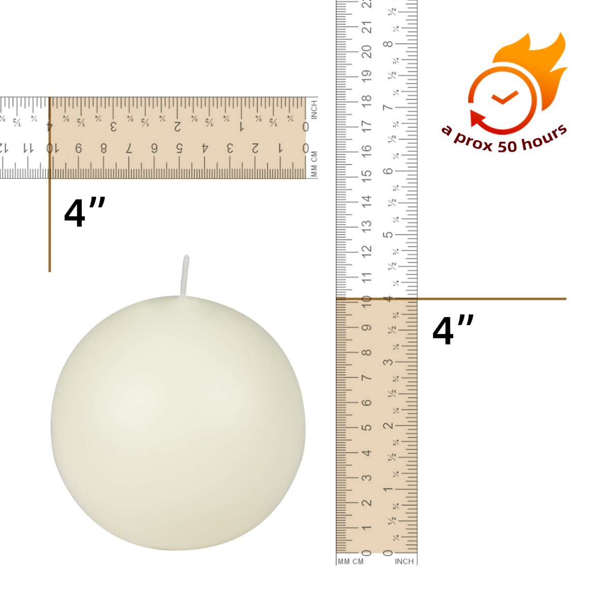 4 Inch Pale Ivory Ball Candles (2pc/Box)