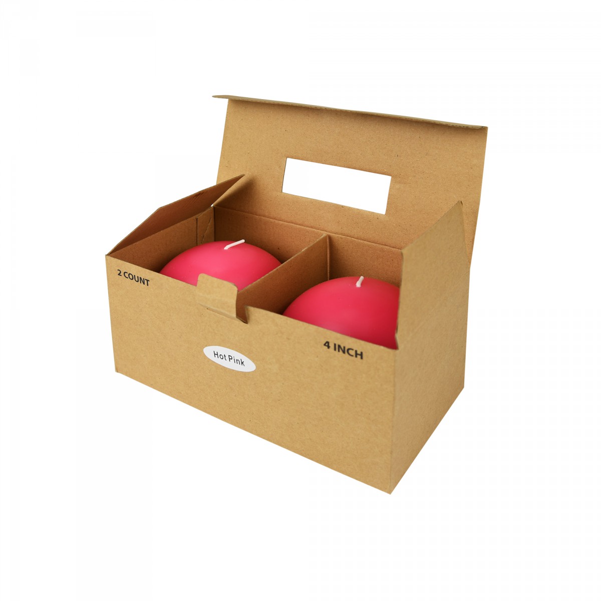 4 Inch Hot Pink Ball Candles (2pc/Box)