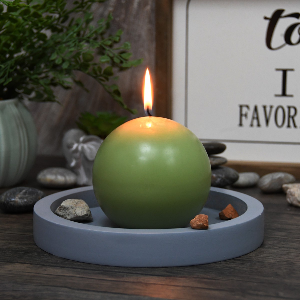 4 Inch Sage Green Ball Candles (2pc/Box)