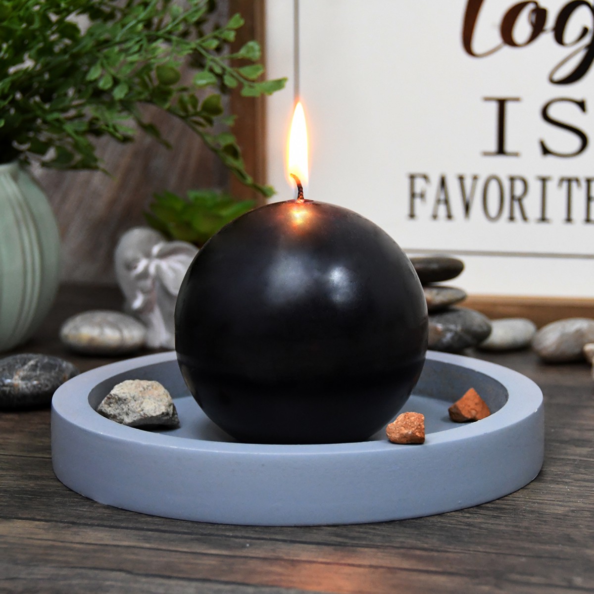 4 Inch Black Ball Candles (2pc/Box)