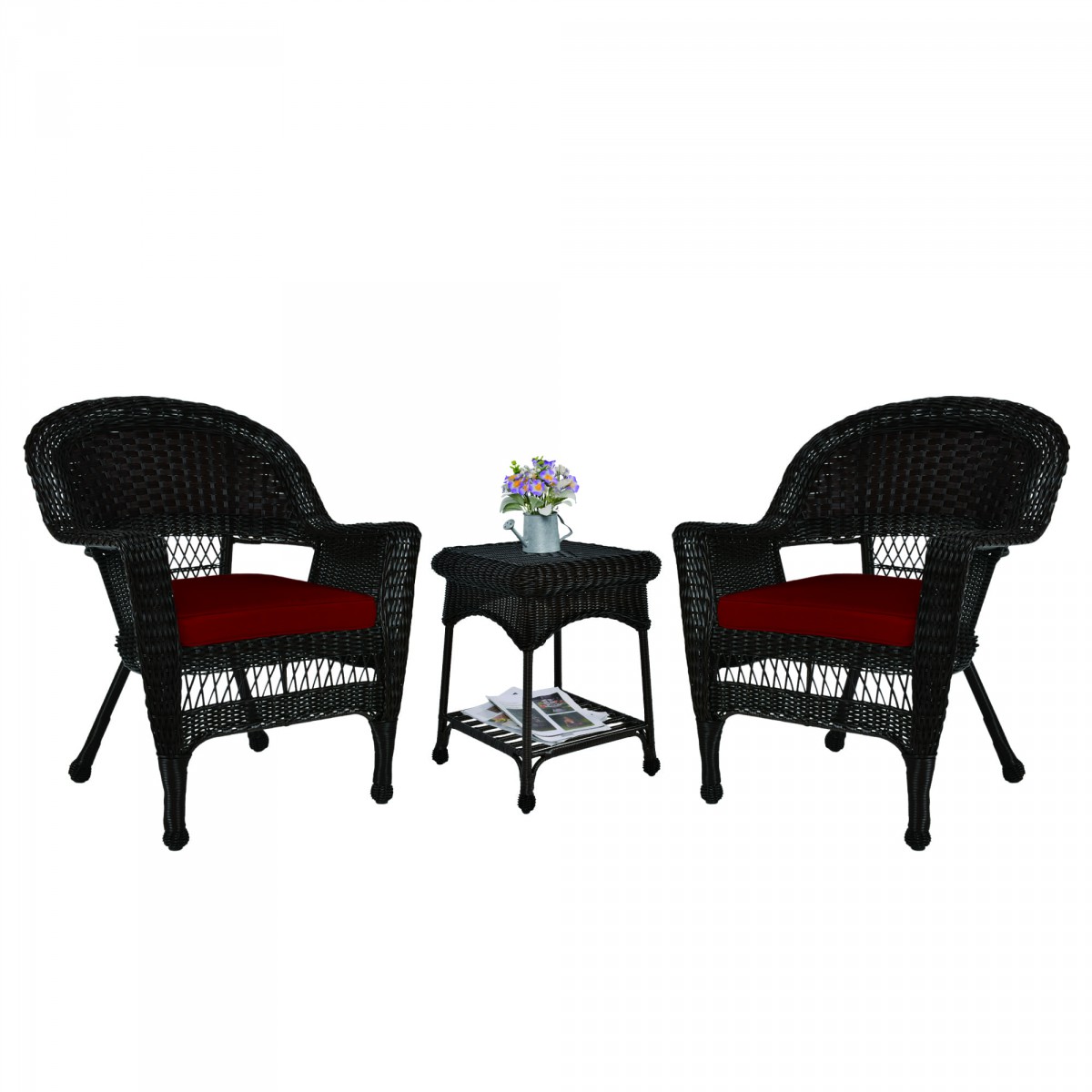 Outdoor Espresso Resin Wicker End Table