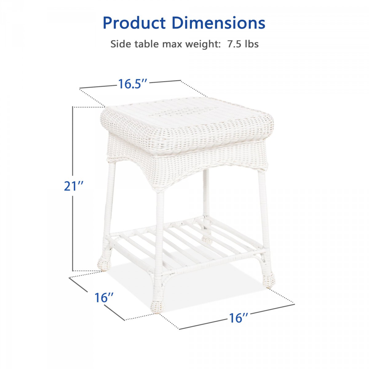 Outdoor White Resin Wicker End Table