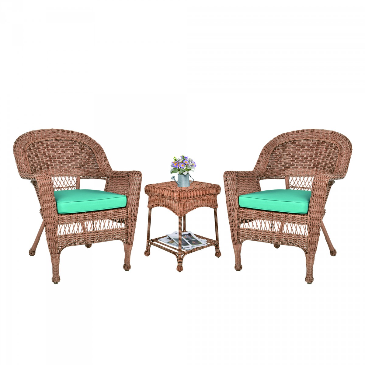 Outdoor Honey Resin Wicker End Table