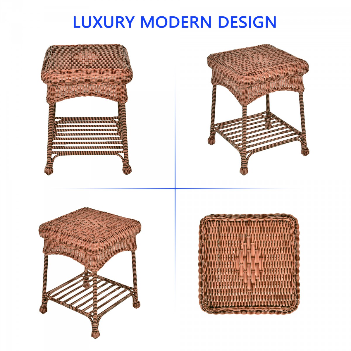 Outdoor Honey Resin Wicker End Table