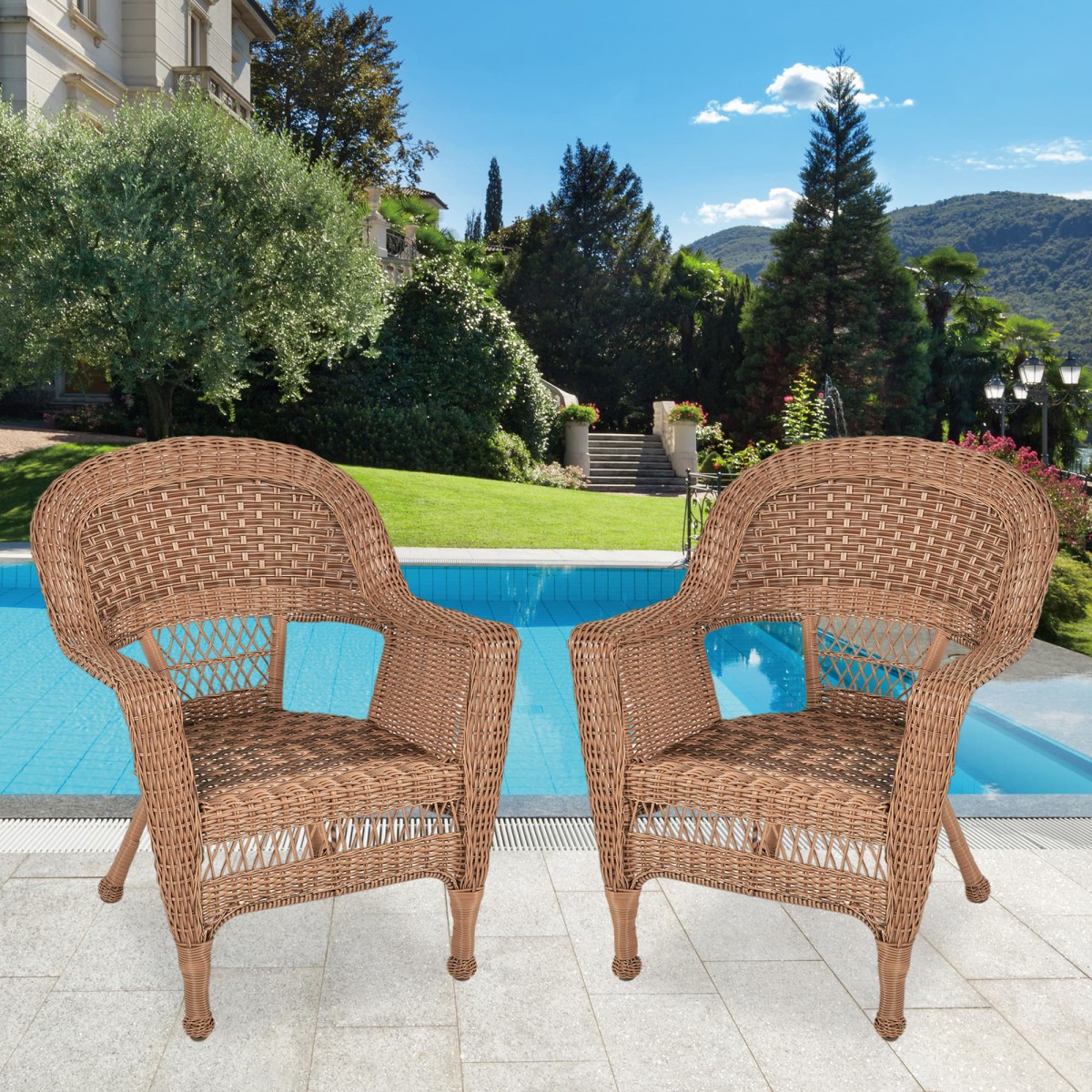 Honey Wicker Single Chair - Set of 2