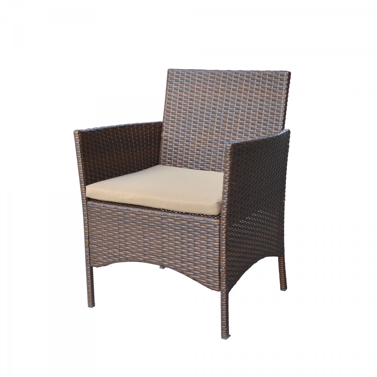 Conor 4PC Steel Esprsso Resin Wicker Patio Conversation Set with 2" Tan ...