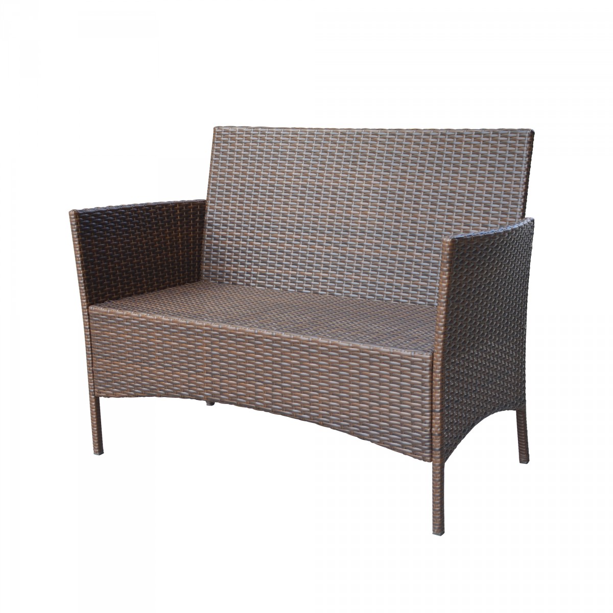 Conor 4PC Steel Esprsso Resin Wicker Patio Conversation Set with 2" Tan ...