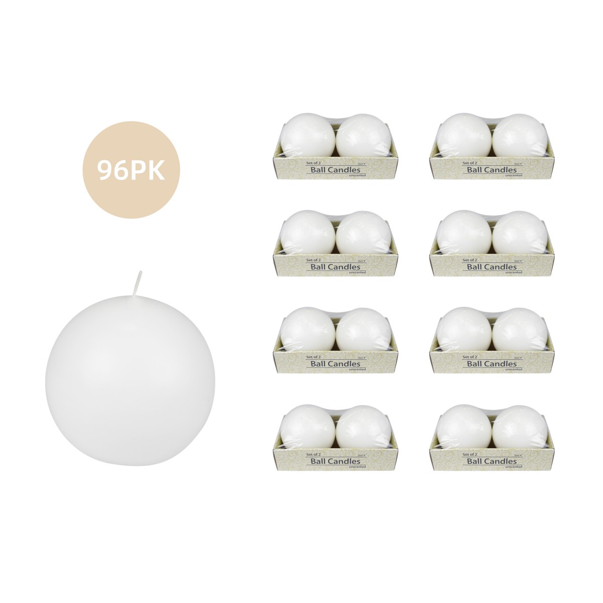 4 Inch White Citronella Ball Candles (2pc/Box)