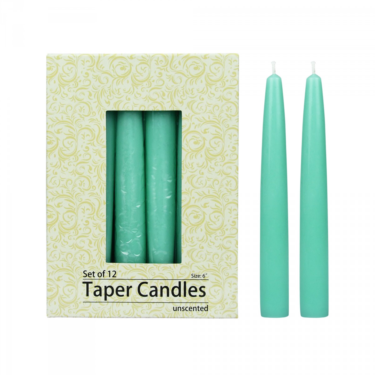 6 Inch Aqua Taper Candles (144pcs/Case) Bulk