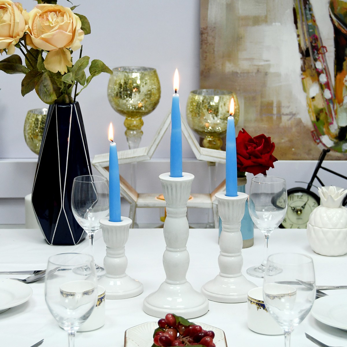 6 Inch Light Blue Taper Candles (1 Dozen)