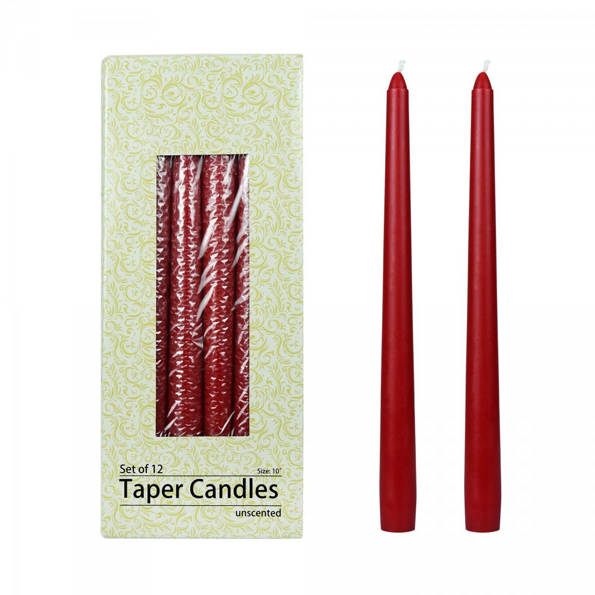 10 Inch Red Taper Candles (1 Dozen)