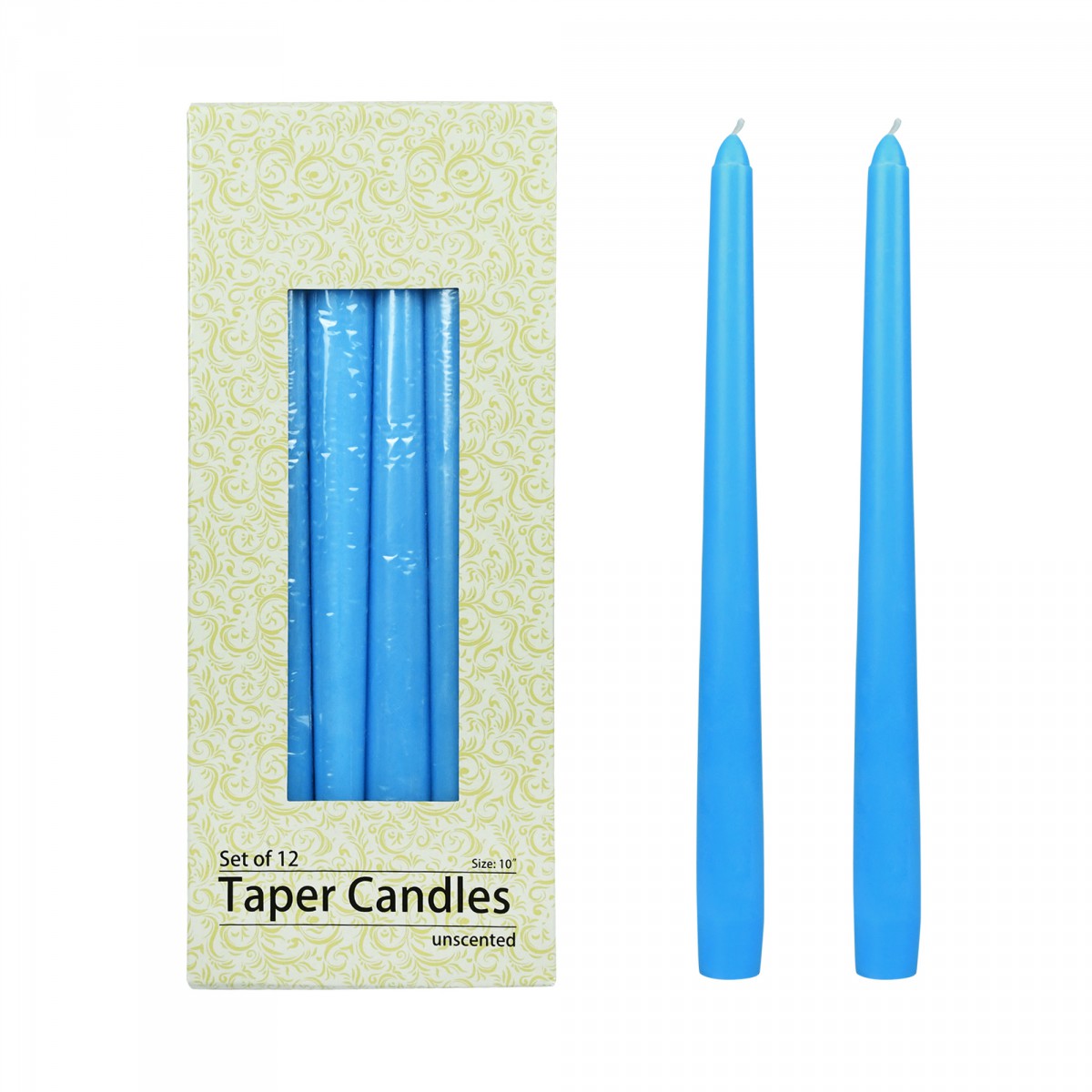 10 Inch Light Blue Taper Candles (144pcs/Case) Bulk