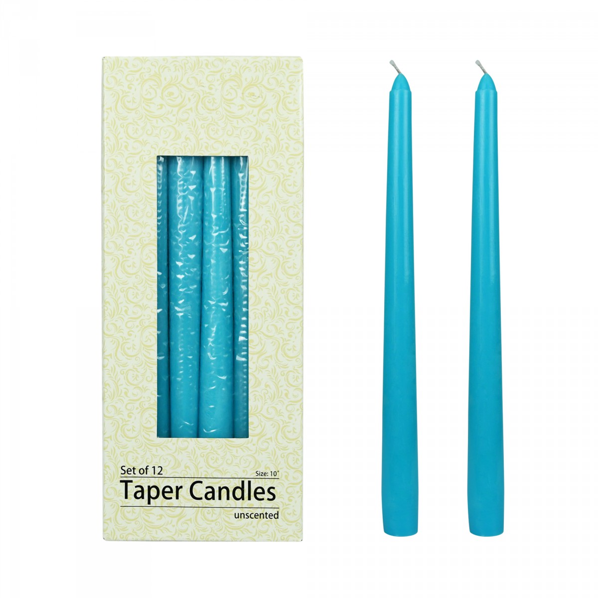 10 Inch Turquoise Taper Candles (144pcs/Case) Bulk