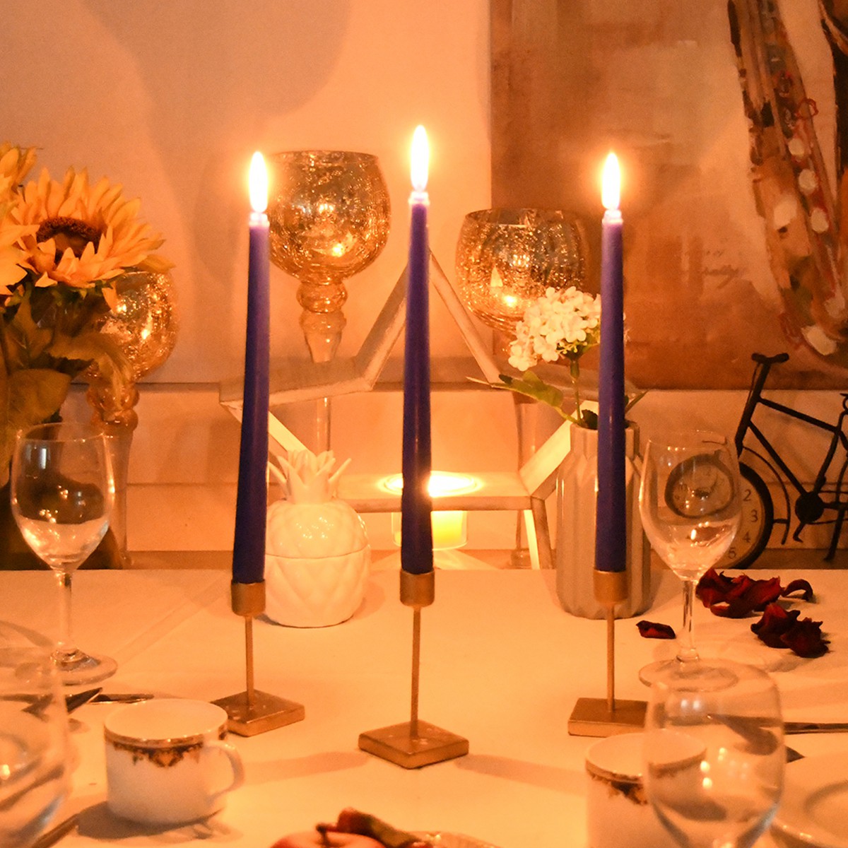 10 Inch Blue Taper Candles (1 Dozen)