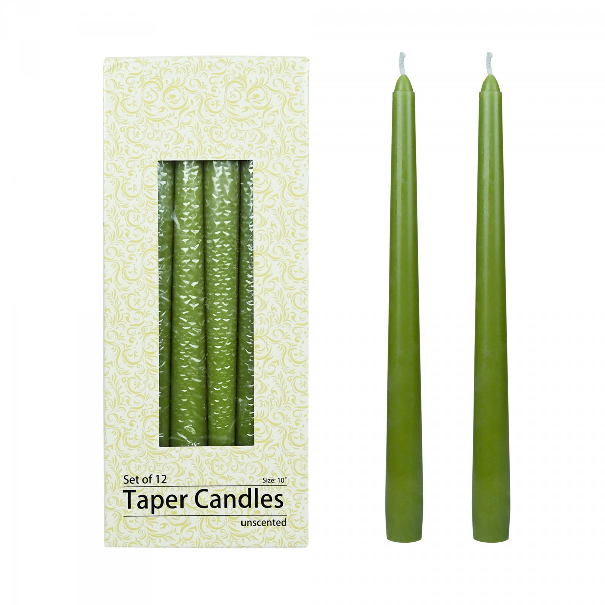 10 Inch Sage Green Taper Candles (1 Dozen)