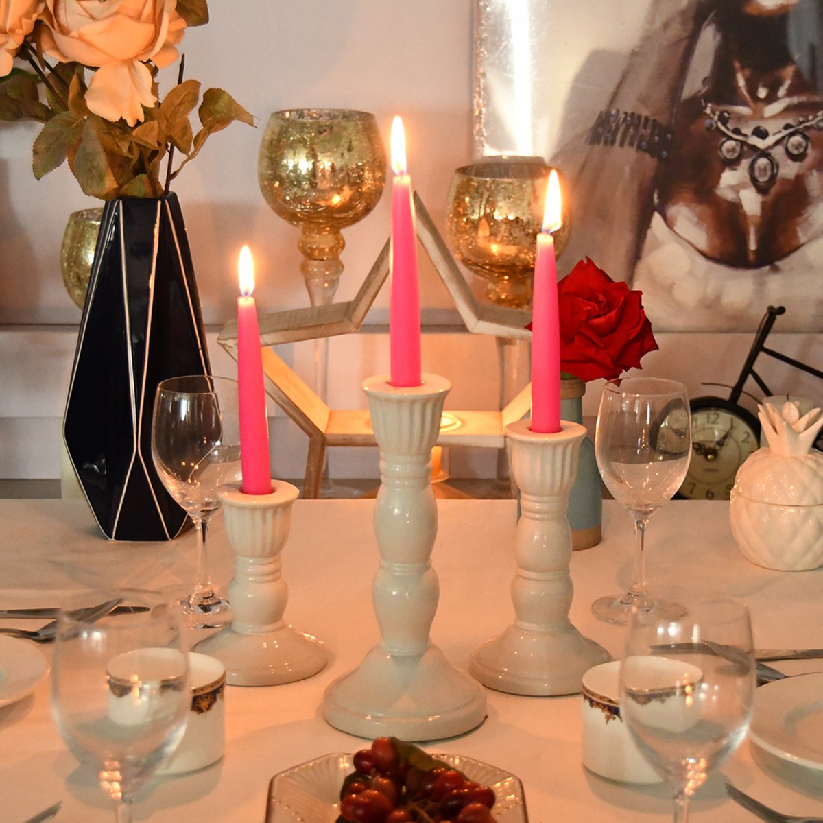 6 Inch Hot Pink Taper Candles (1 Dozen)