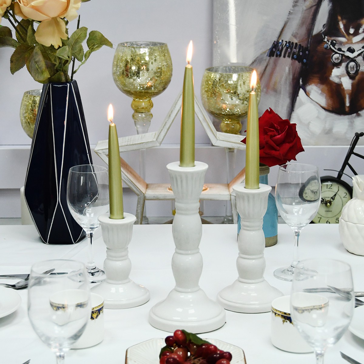 6 Inch Metallic Gold Taper Candles (1 Dozen)