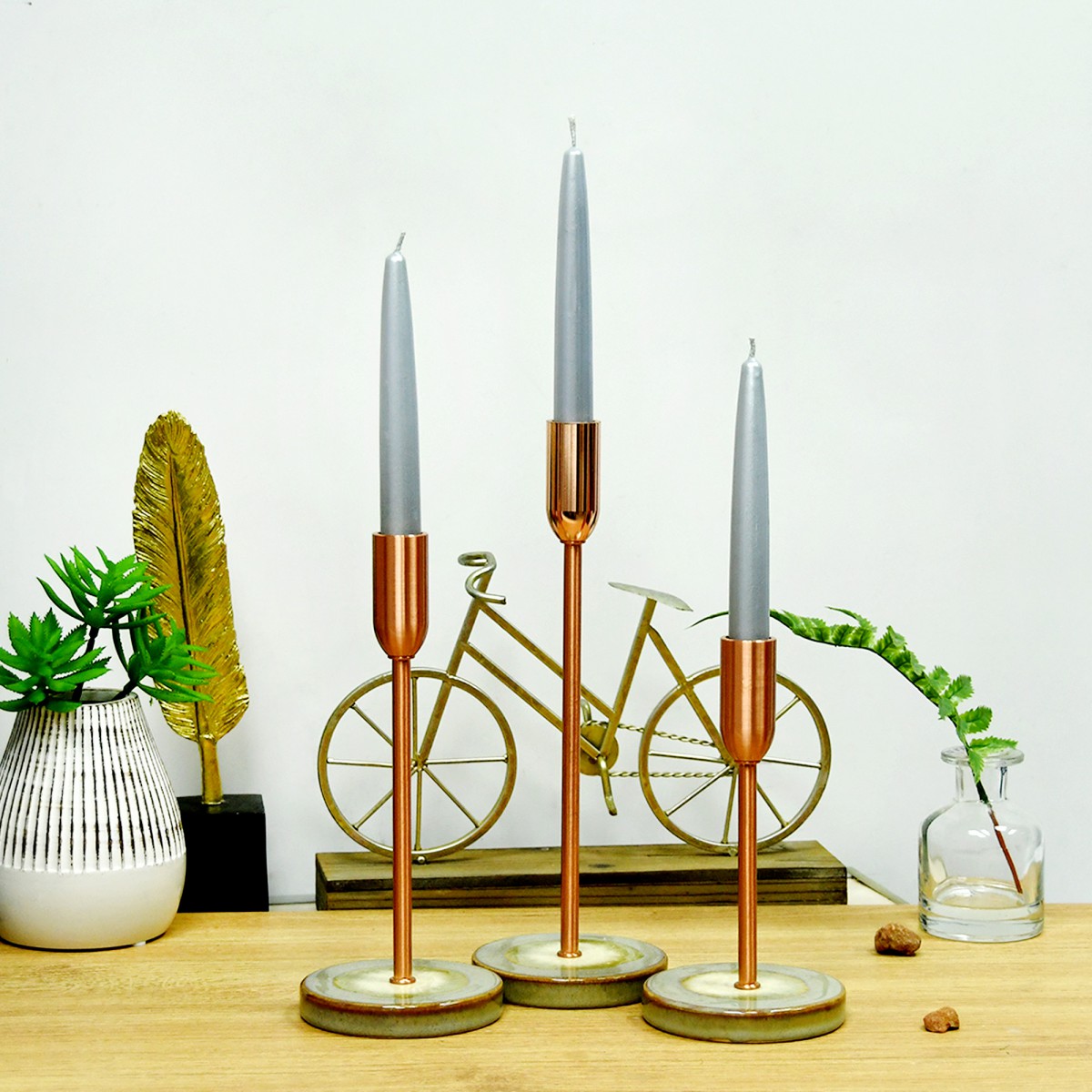 6 Inch Metallic Silver Taper Candles (1 Dozen)
