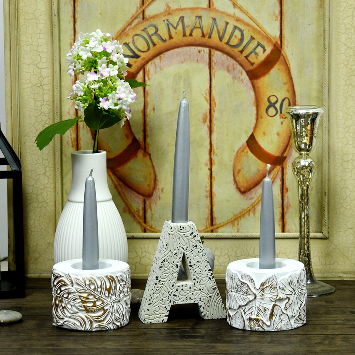 6 Inch Metallic Silver Taper Candles (1 Dozen)