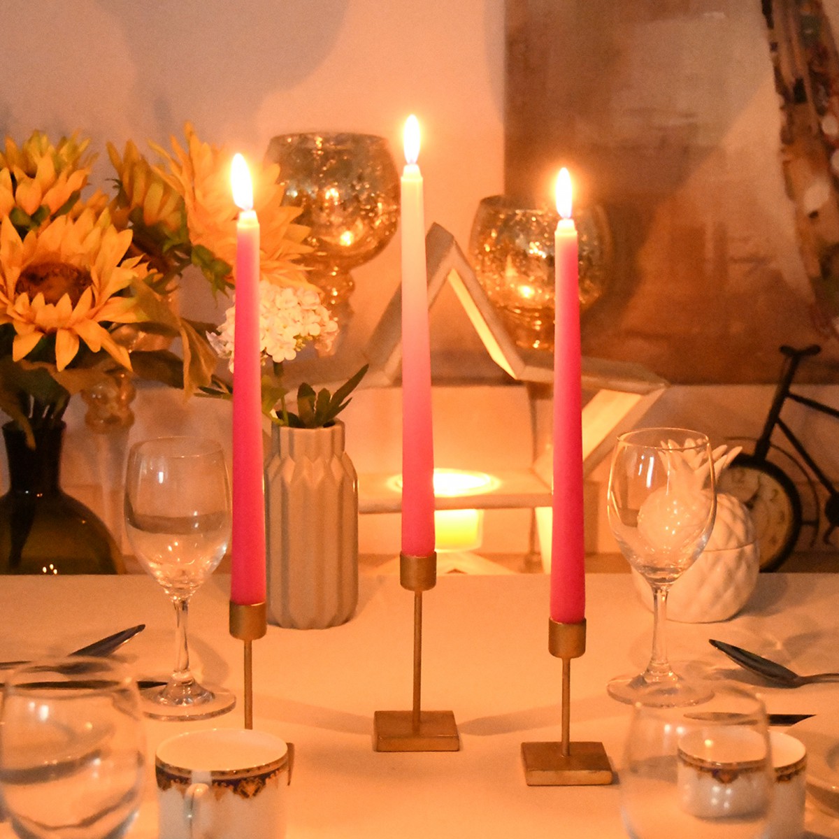 10 Inch Hot Pink Taper Candles (1 Dozen)