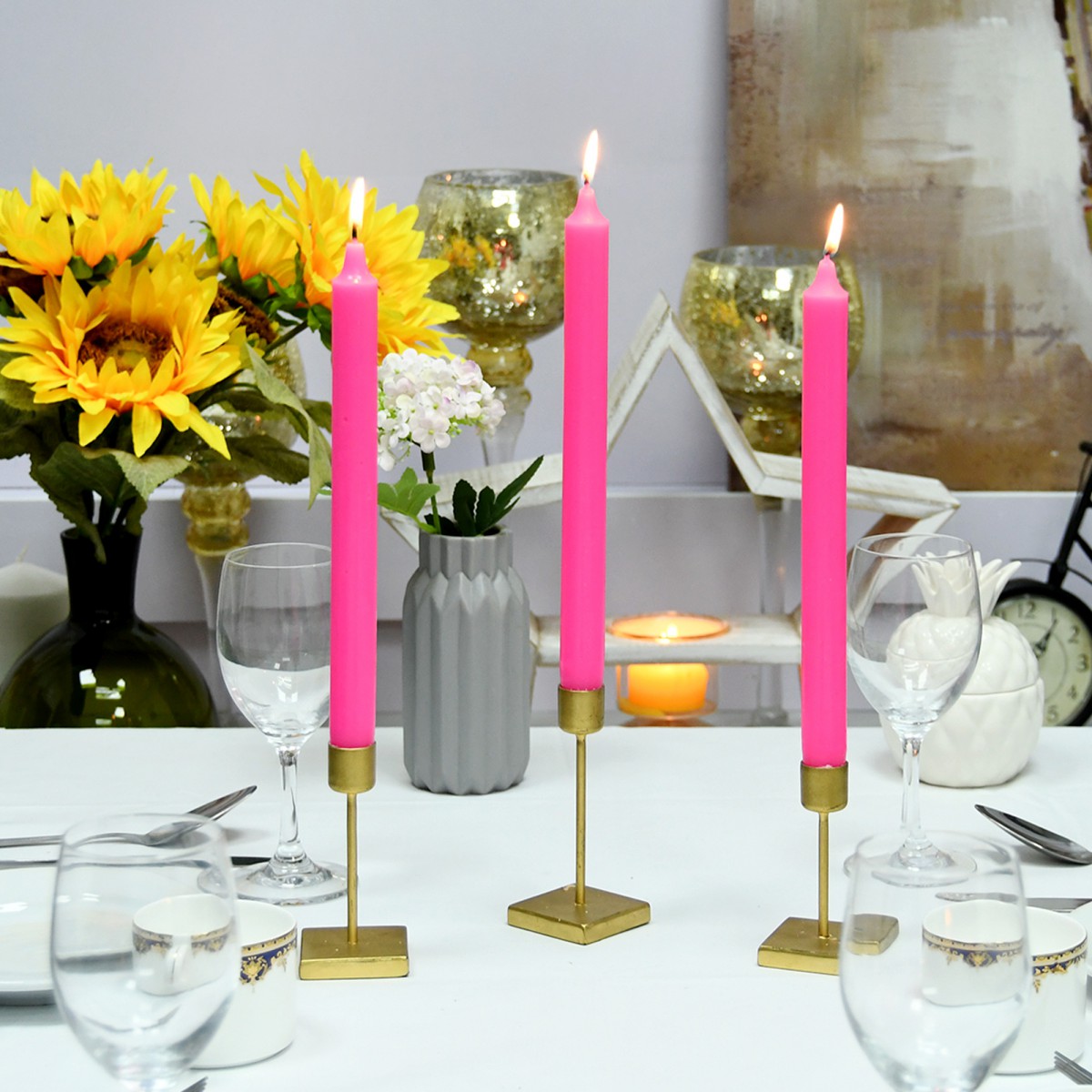 10 Inch Hot Pink Straight Taper Candles (1 Dozen)