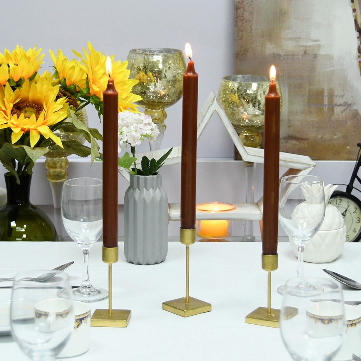 10 Inch Brown Straight Taper Candles (1 Dozen)