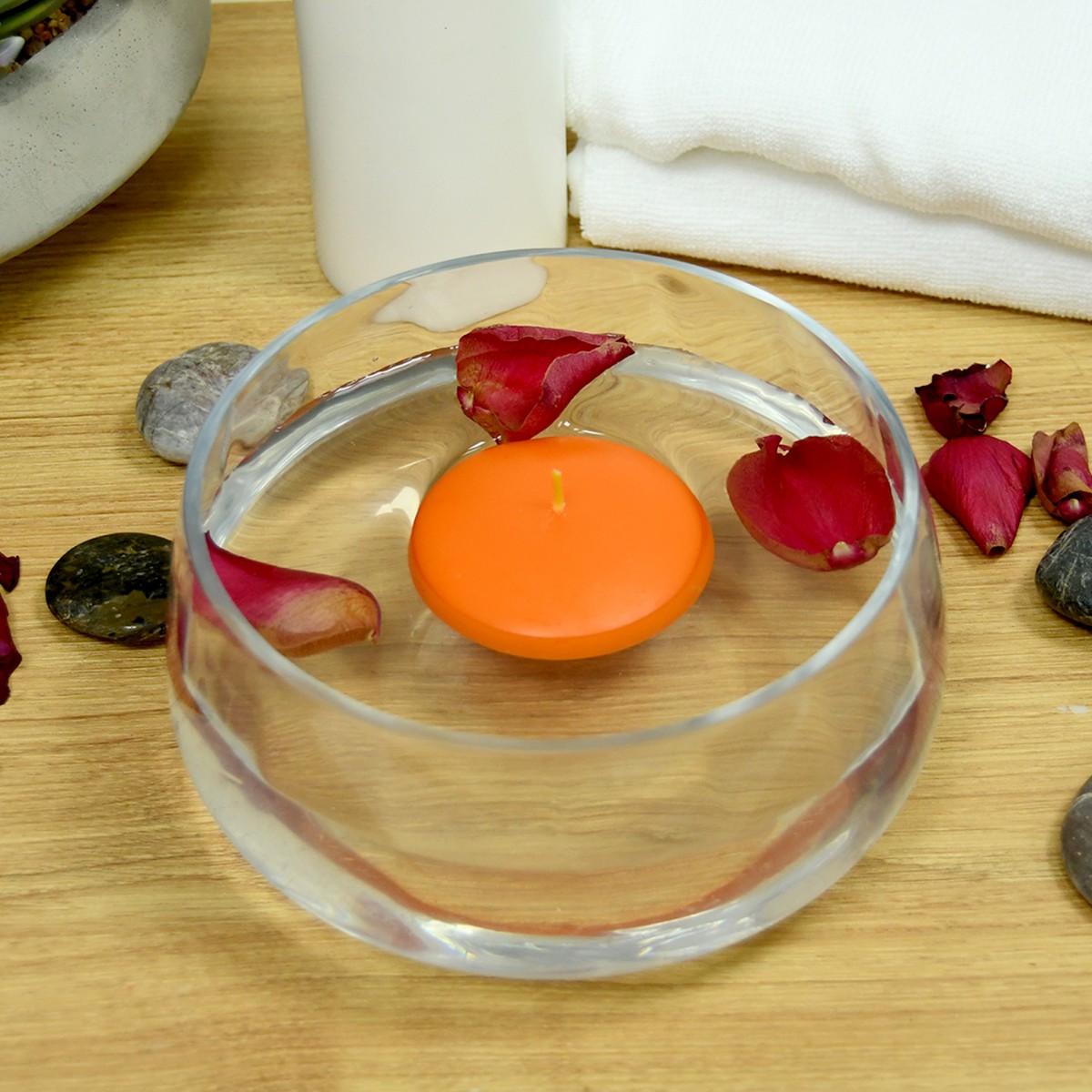 3 Inch Orange Floating Candles (12pc/Box)