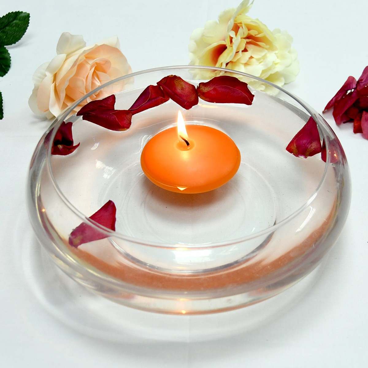 3 Inch Orange Floating Candles (12pc/Box)