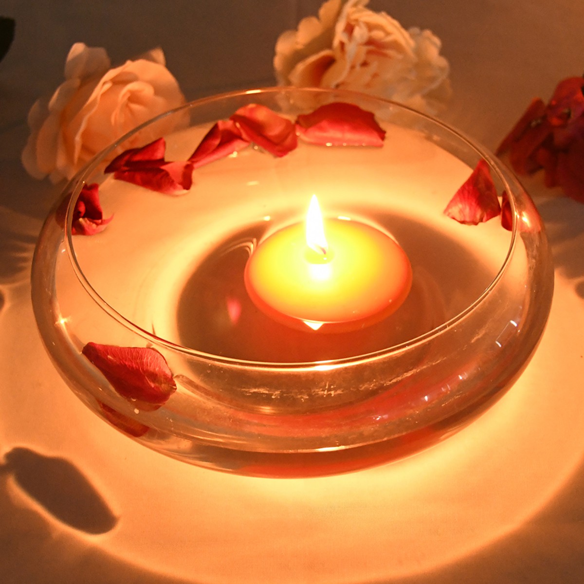 3 Inch Orange Floating Candles (12pc/Box)