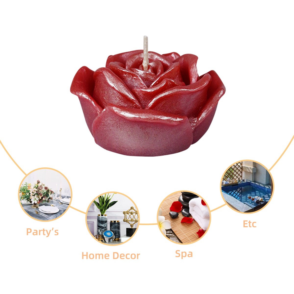 3 Inch Red Rose Floating Candles (12pc/Box)