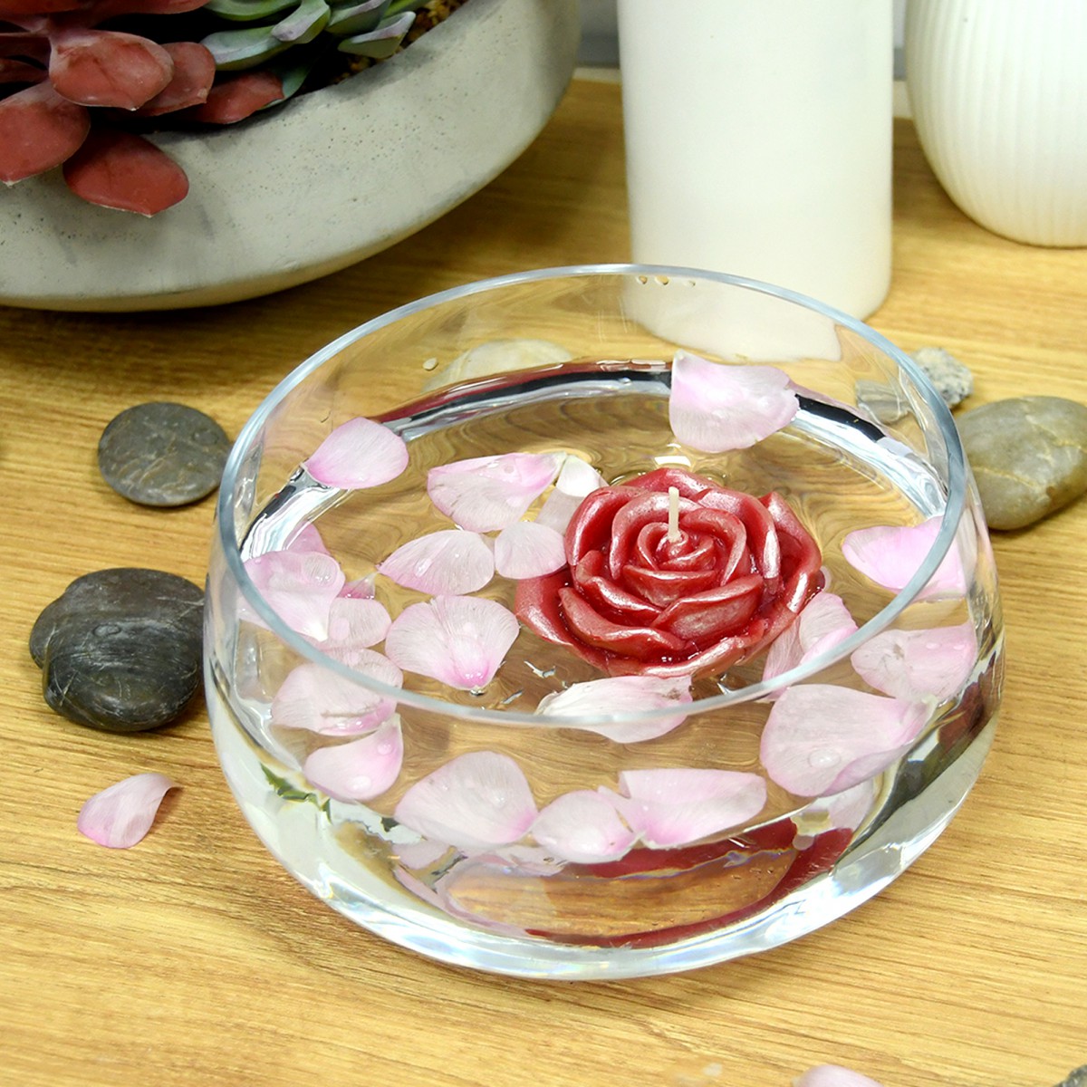 3 Inch Red Rose Floating Candles (12pc/Box)