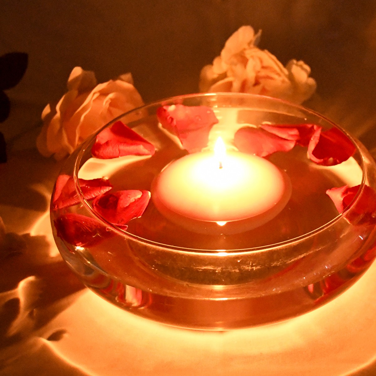 4 Inch Light Rose Floating Candles (3pc/Box)