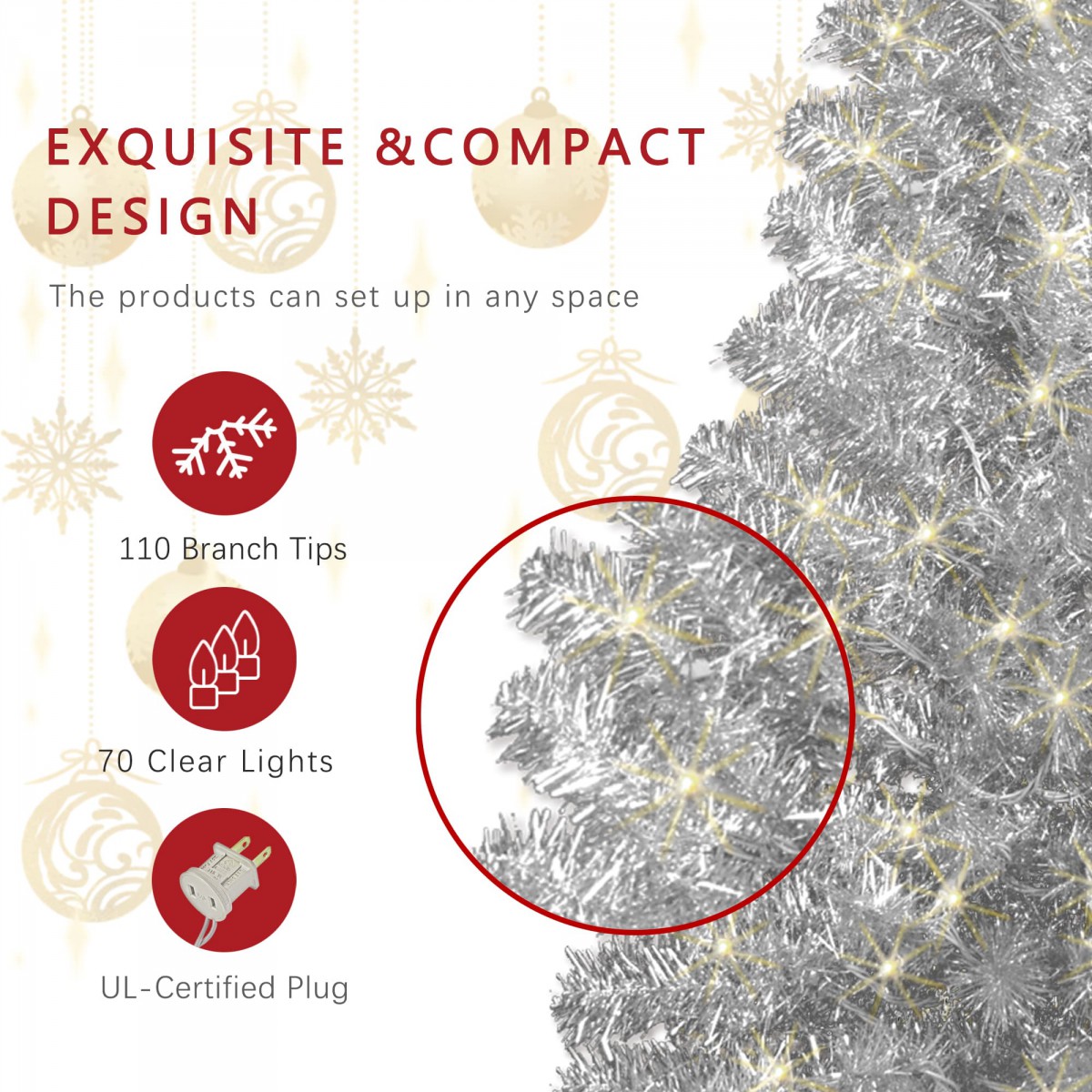 4ft. Prelit Silver Tinsel Tree