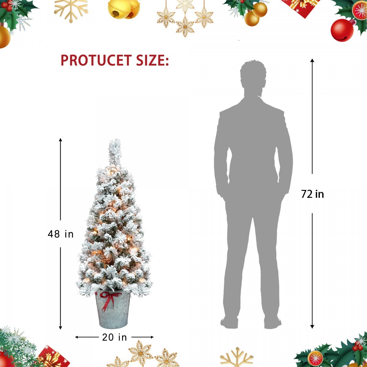 4FT Flocked Pot Christmas Tree