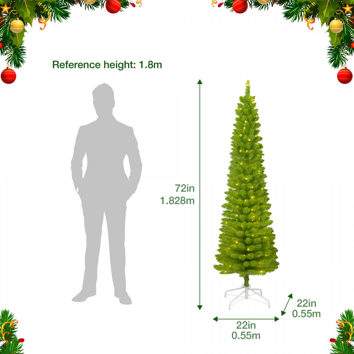 6FT PRE-LIT GREEN FLOCKED TREE W/LED LIGHTS