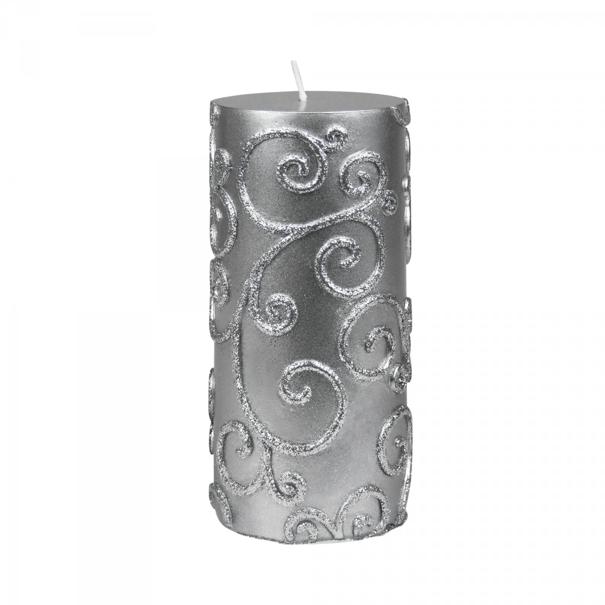 3 x 6 Inch Silver Scroll Pillar Candle (12pcs/Case) Bulk
