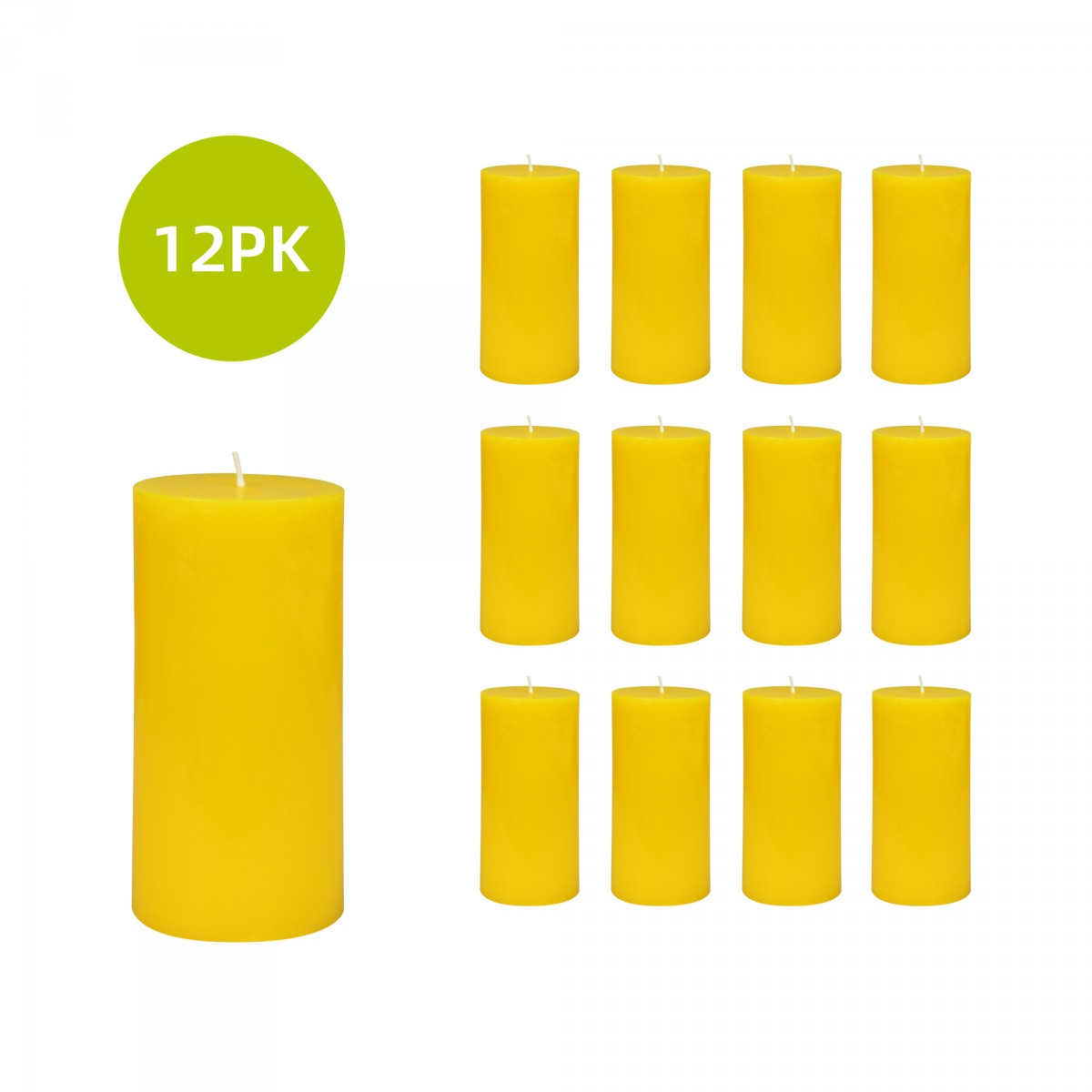 3 x 6 Inch Yellow Pillar Candles(12pcs/Case) Bulk