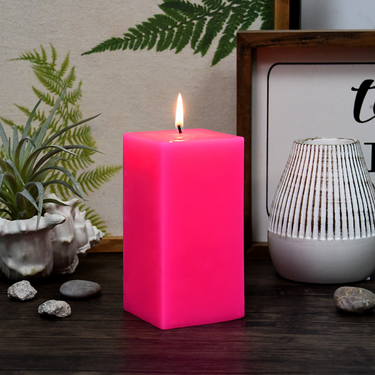 bright pink candlesticks