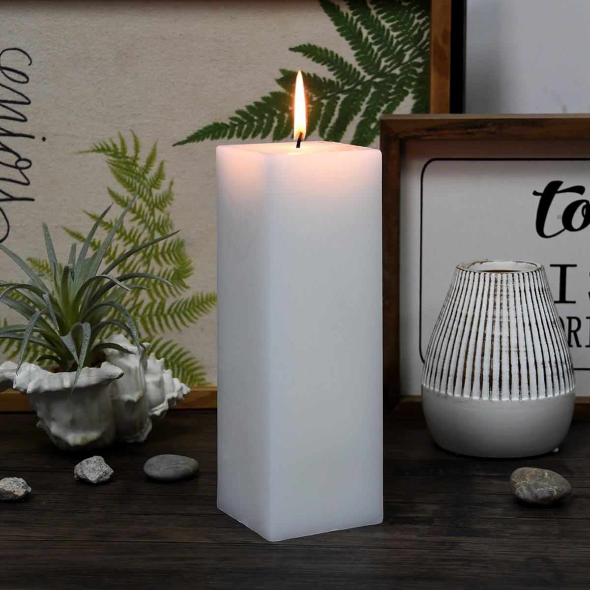 3 x 9 Inch White Square Pillar Candle