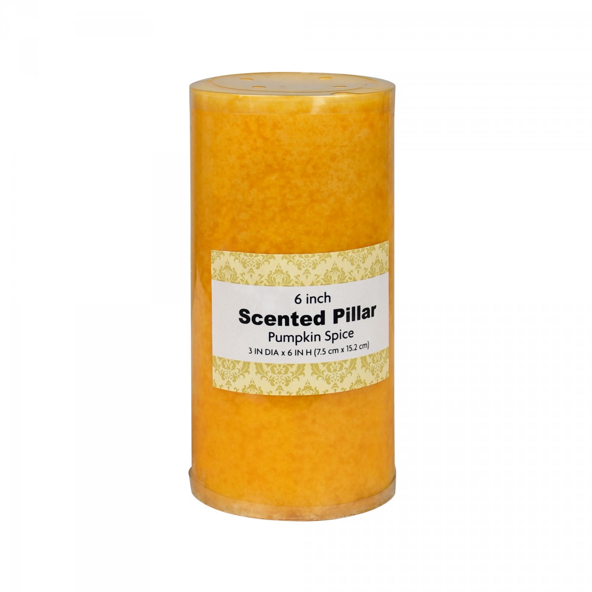 3 Inch x 6 Inch Pumpkin Spice Mustard Scented Pillar Candle