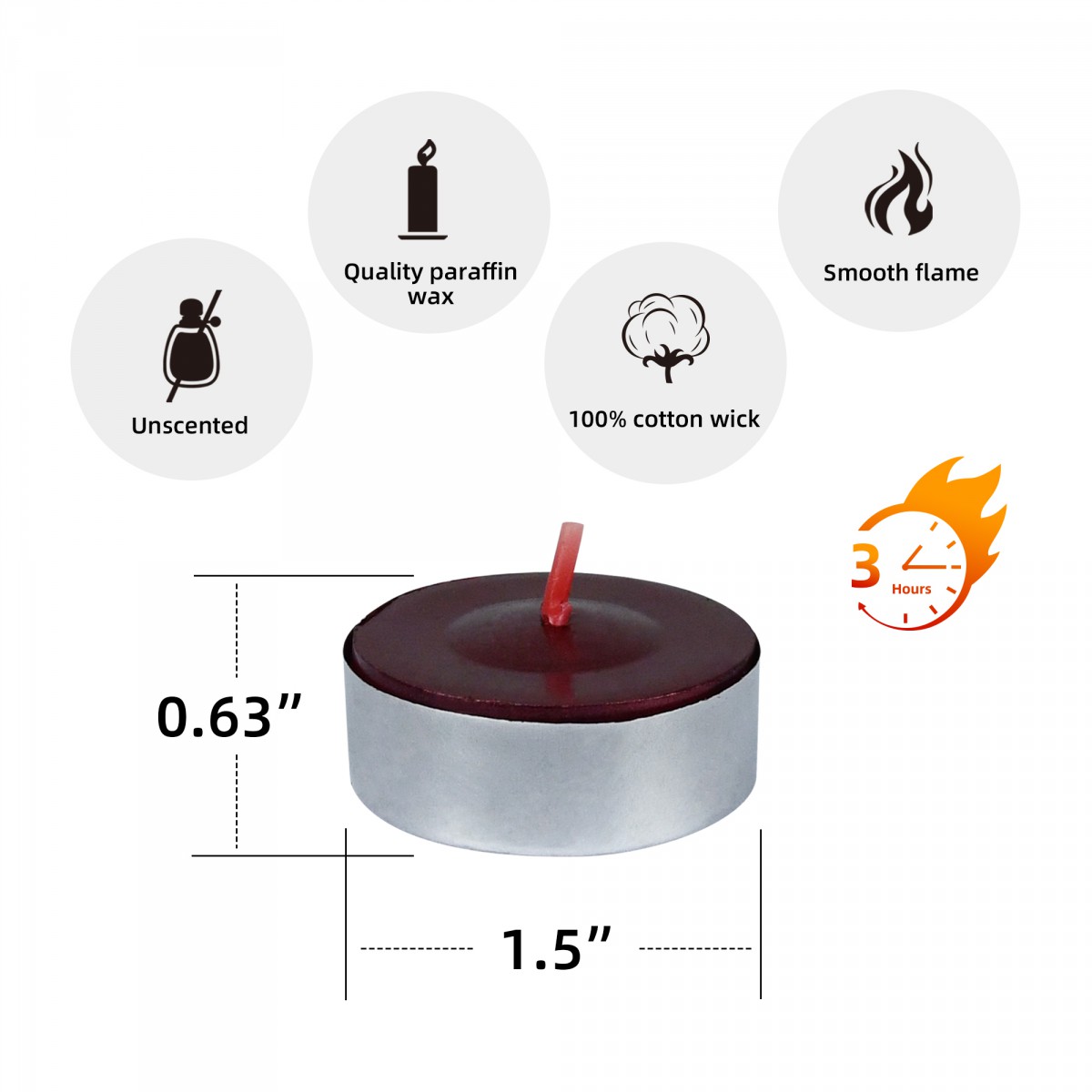 Metallic Red Tealight Candles (50pcs/Pack)