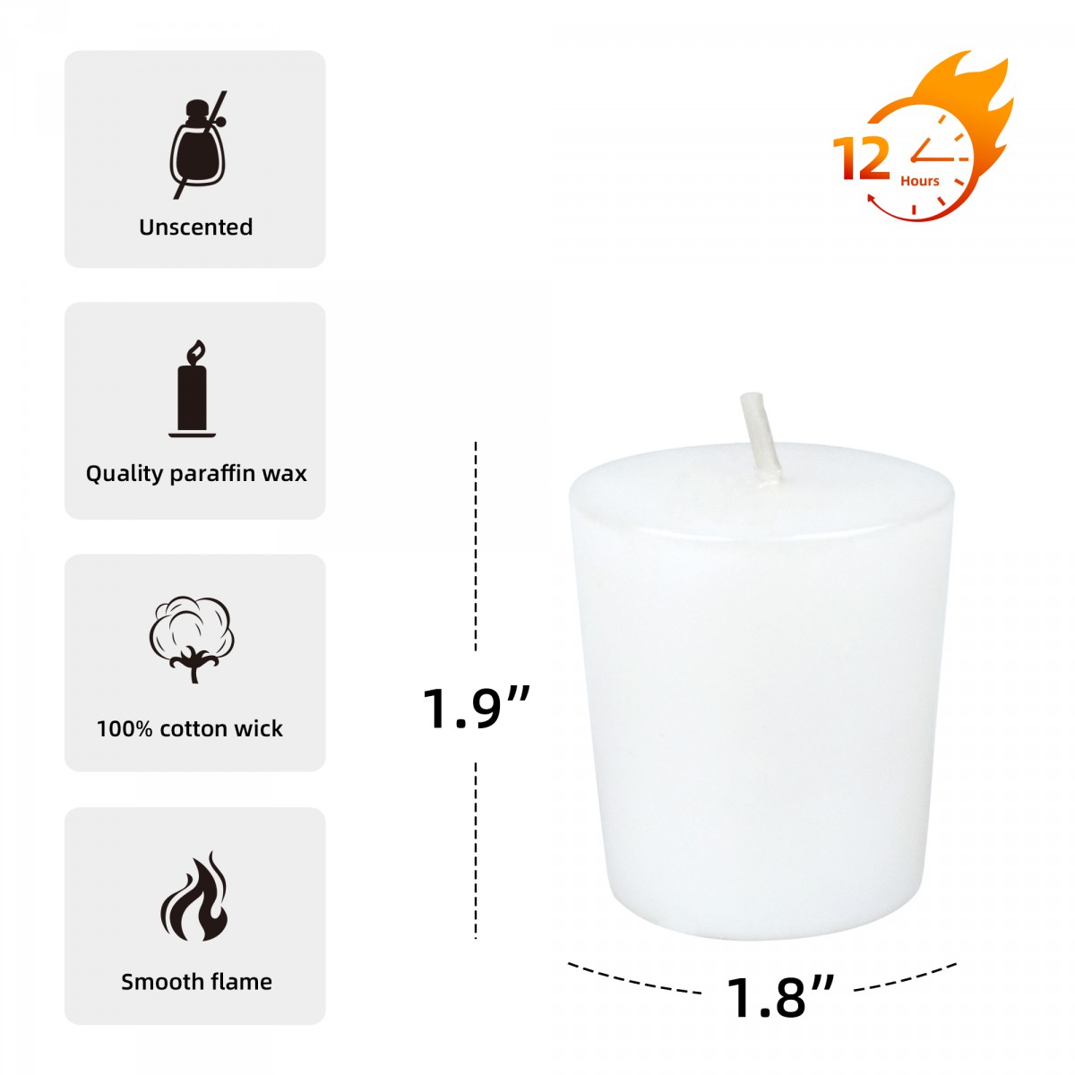Pearl White Votive Candles (96pc/Case) Bulk