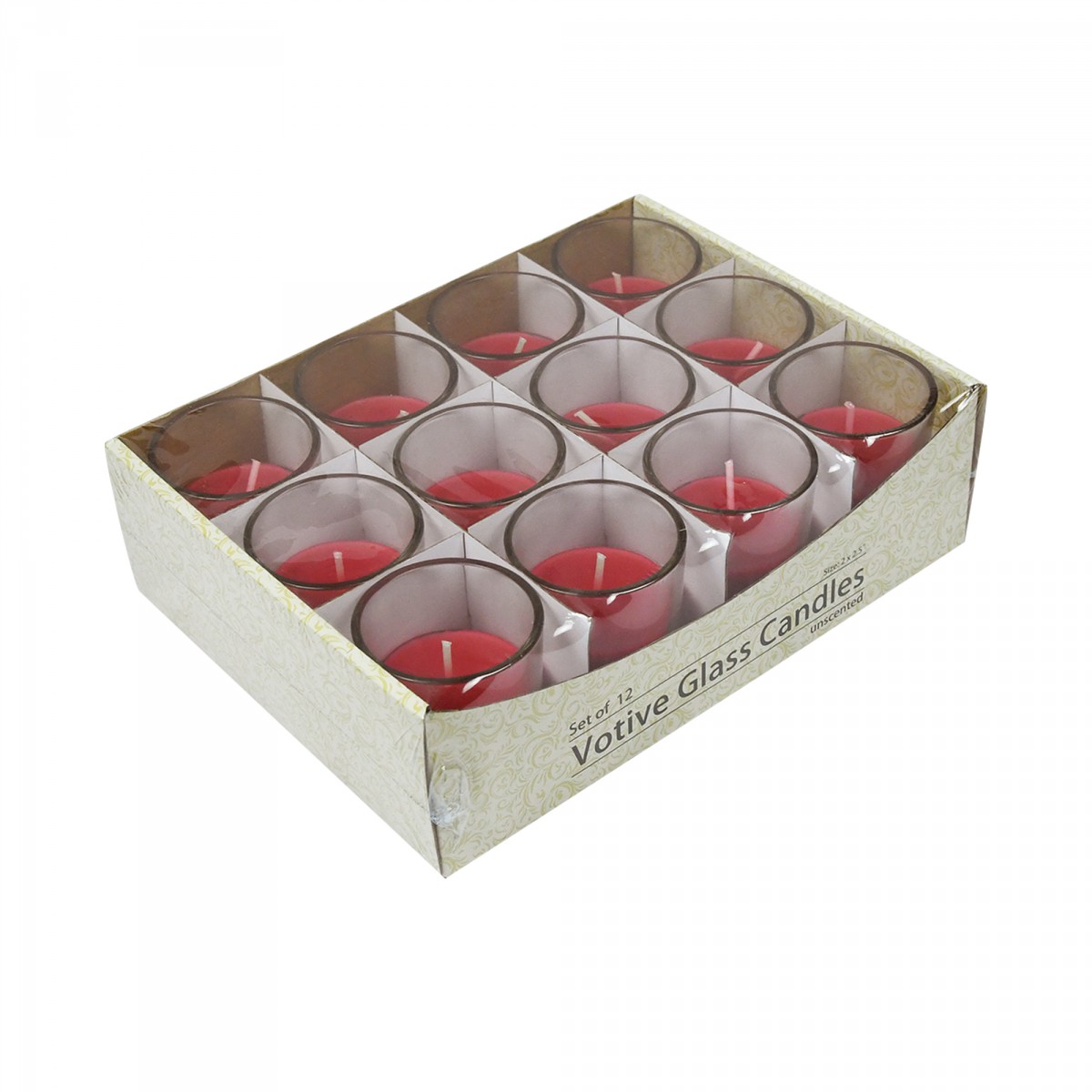 Red Round Glass Votive Candles (96pcs/Case) Bulk