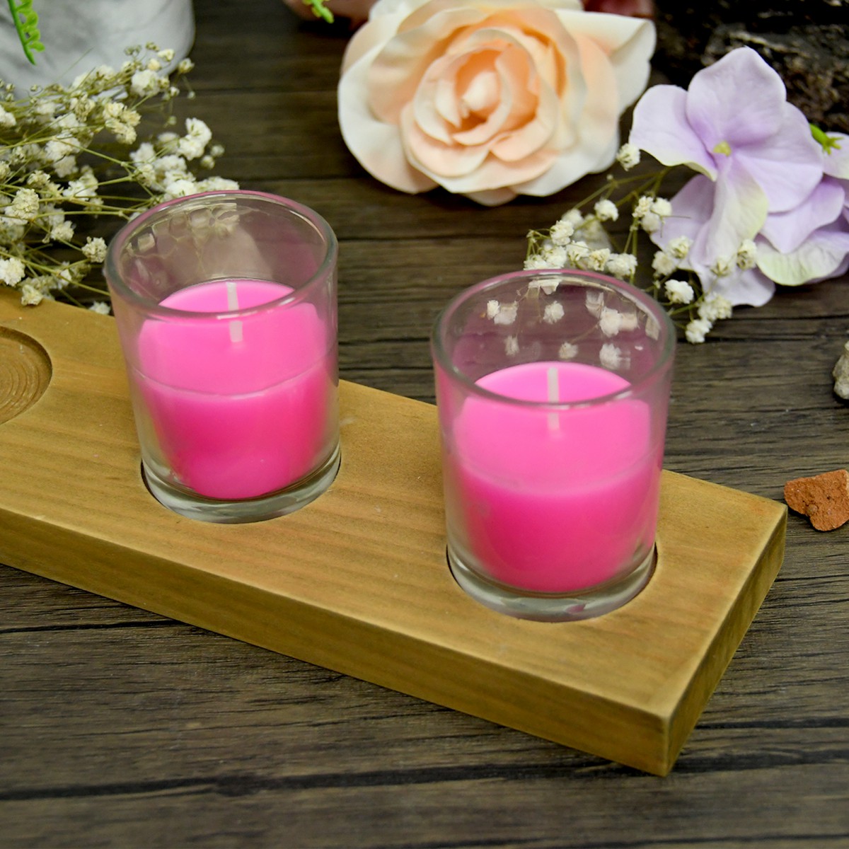 Hot Pink Round Glass Votive Candles (96pcs/Case) Bulk