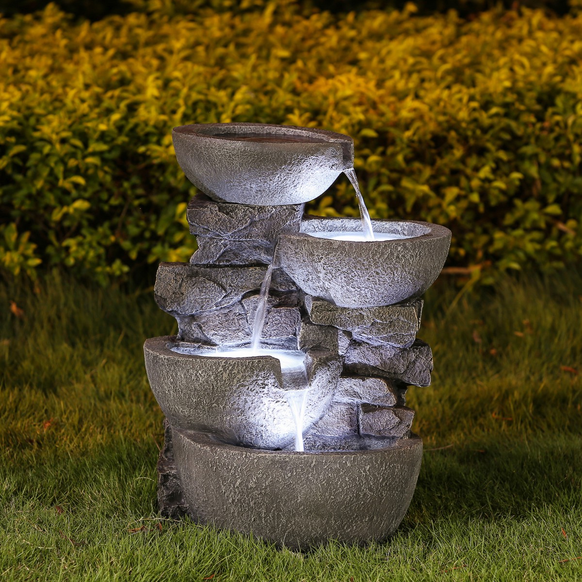 Modern Bowls Fountain with Led Lights
